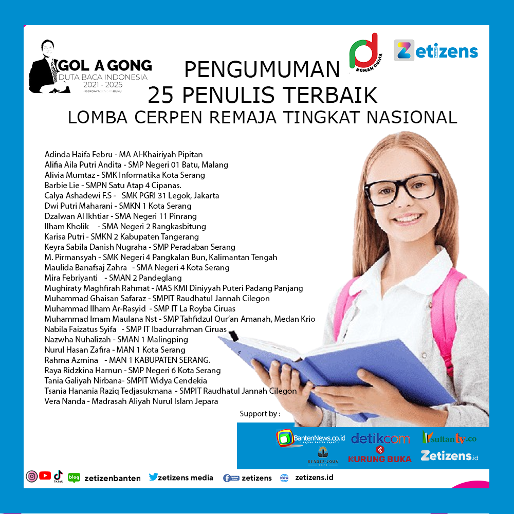 Ini 25 Terbaik Peserta Lomba Menulis Cerpen Remaja Tingkat Nasional ...